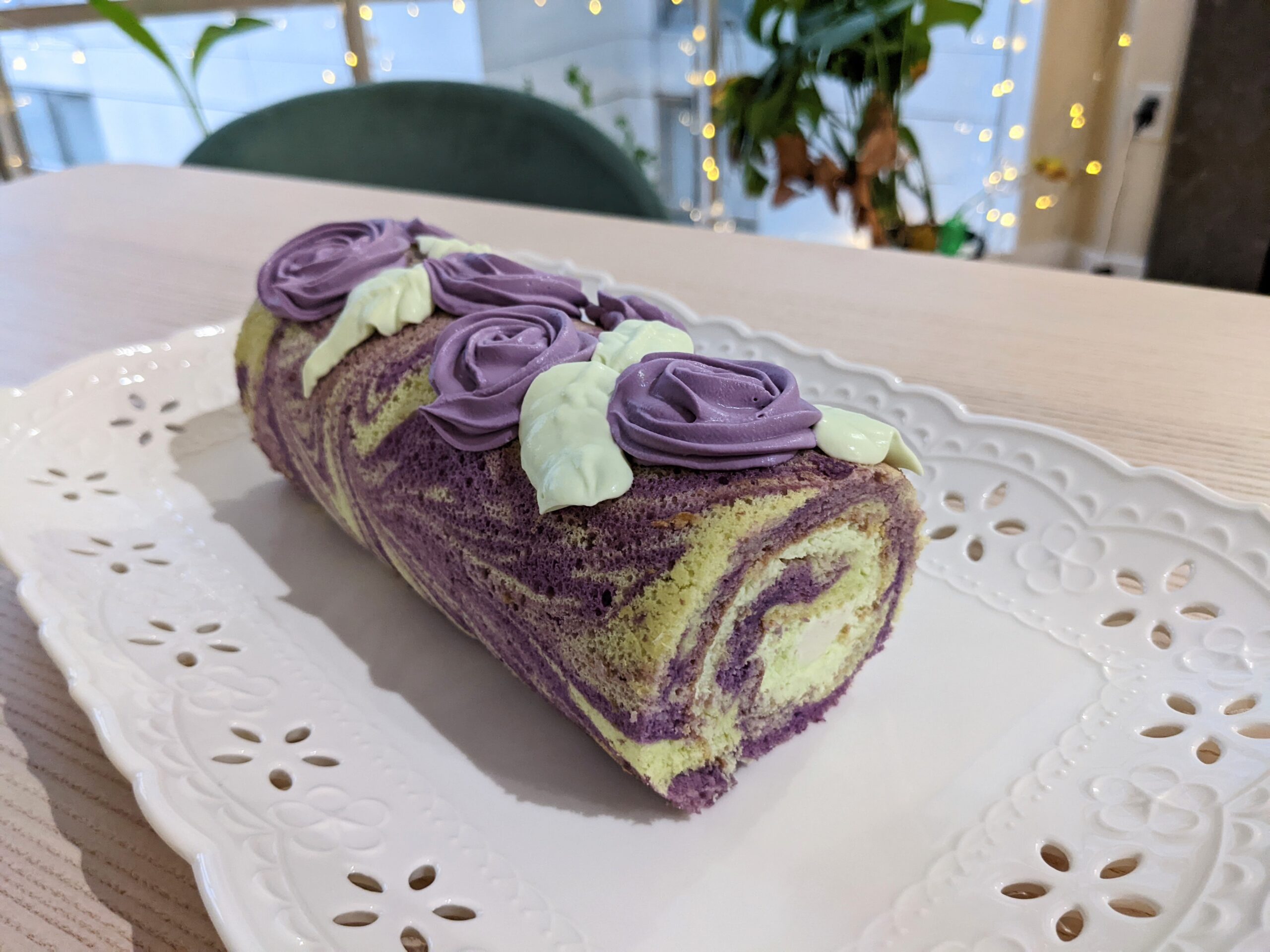 Pandan Ube Cake Roll with Coconut Jelly – Off the Map