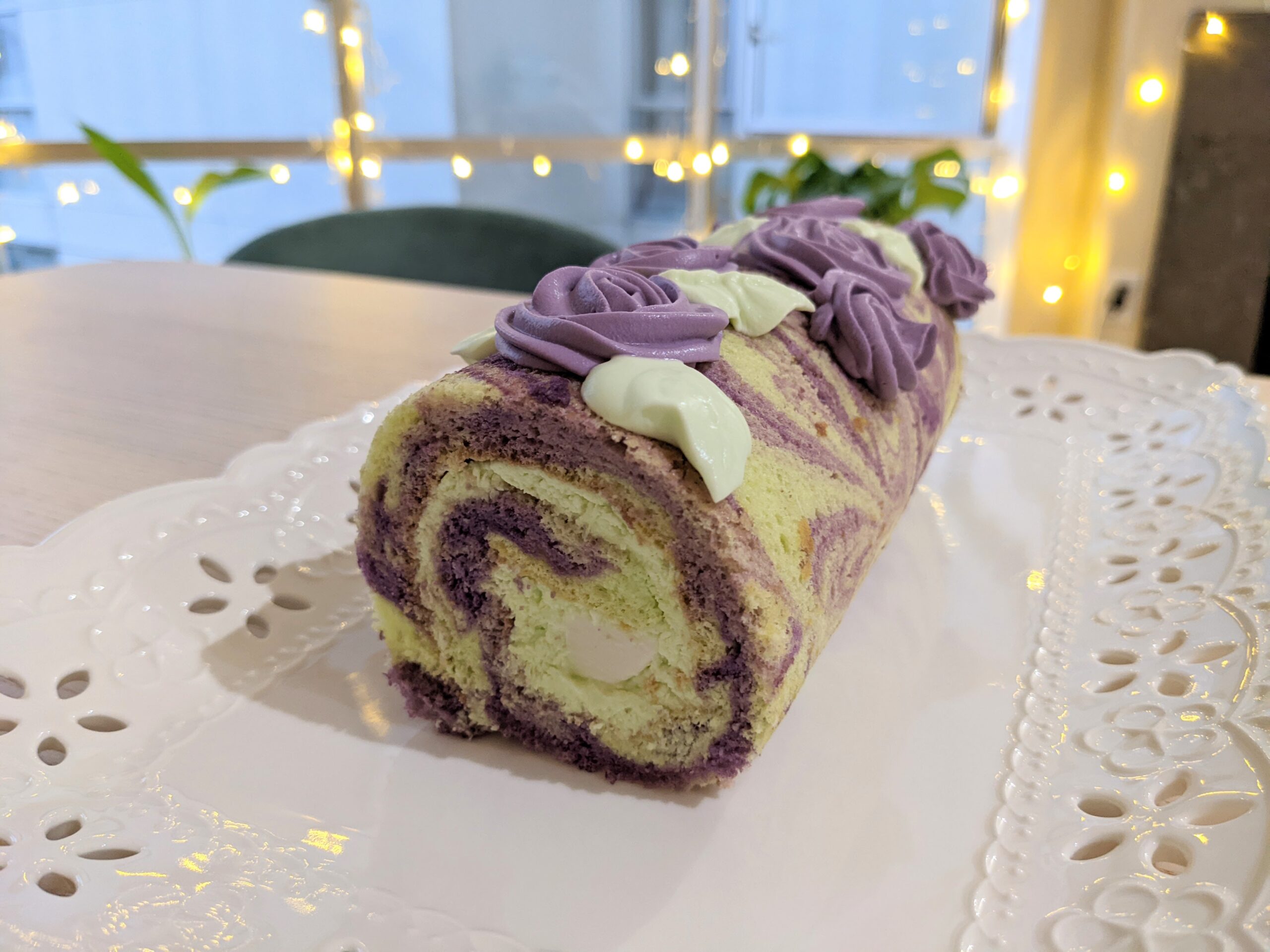 Pandan Ube Cake Roll with Coconut Jelly – Off the Map